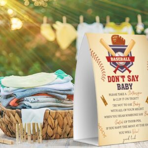 Don't Say Baby Set - One 5x7 Sign and 50 Mini Clothespins, Baby Shower Games, Baby Shower Decoration, Gender Neutral Baby Shower - MsJb032