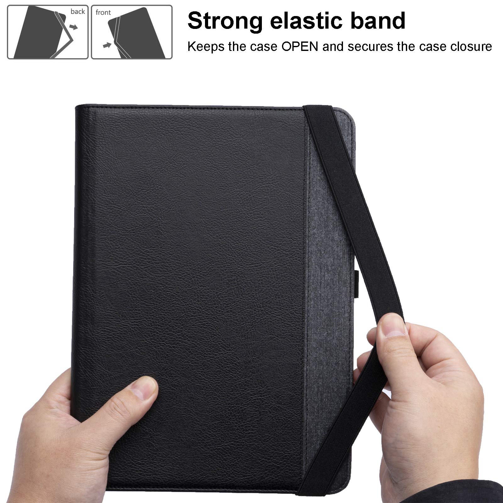 WANLIJIN Universal Tablet Case, Protective Cover Stand Folio Case for 7-8 Inch Android Touchscreen Tablet, with 360 Degree Rotatable Kickstand and Multiple Viewing Angles (Black Grey)