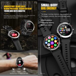 Asaile Military Smart Watch for Men(Call Receive/Dial), Outdoor Waterproof Tactical Smartwatch Bluetooth Dail Calls Speaker 1.32'' HD Touch Screen Fitness Tracker Android Phones and iPhone Compatible