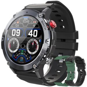 asaile military smart watch for men(call receive/dial), outdoor waterproof tactical smartwatch bluetooth dail calls speaker 1.32'' hd touch screen fitness tracker android phones and iphone compatible