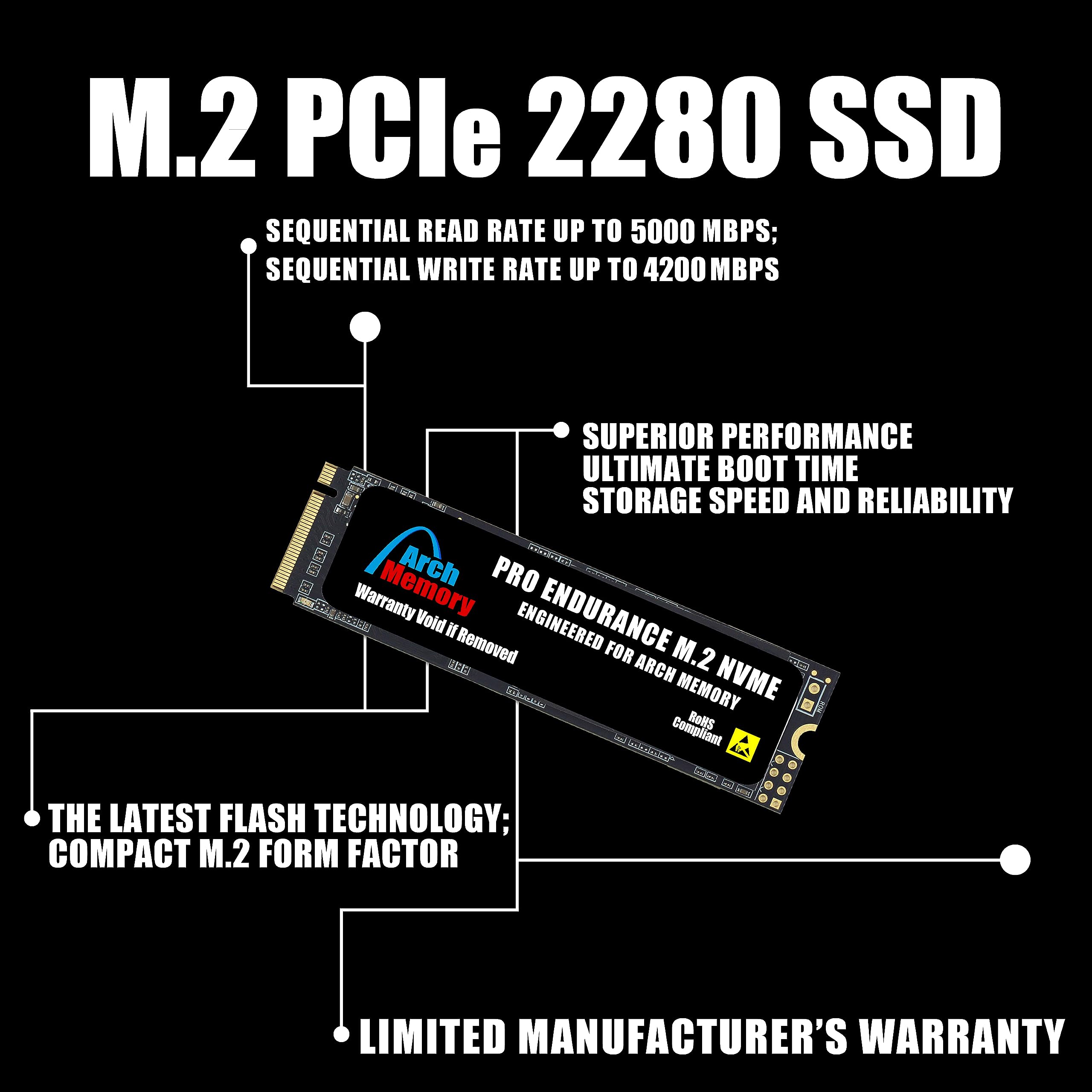 Arch Memory Replacement for Dell SNP112284P/2TB AB400209 2TB M.2 2280 PCIe (4.0 x4) NVMe Solid State Drive for Alienware M15 R6