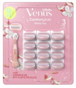 venus gillette 3 razor blade comfortglide white tea with 12 gel cartridges