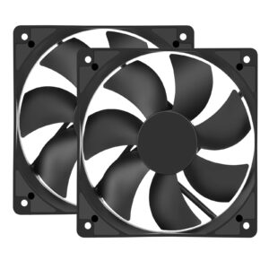 qirssyn 2-pack 120mm x 25mm 12 volt dc brushless computer cooling fan 2-pin