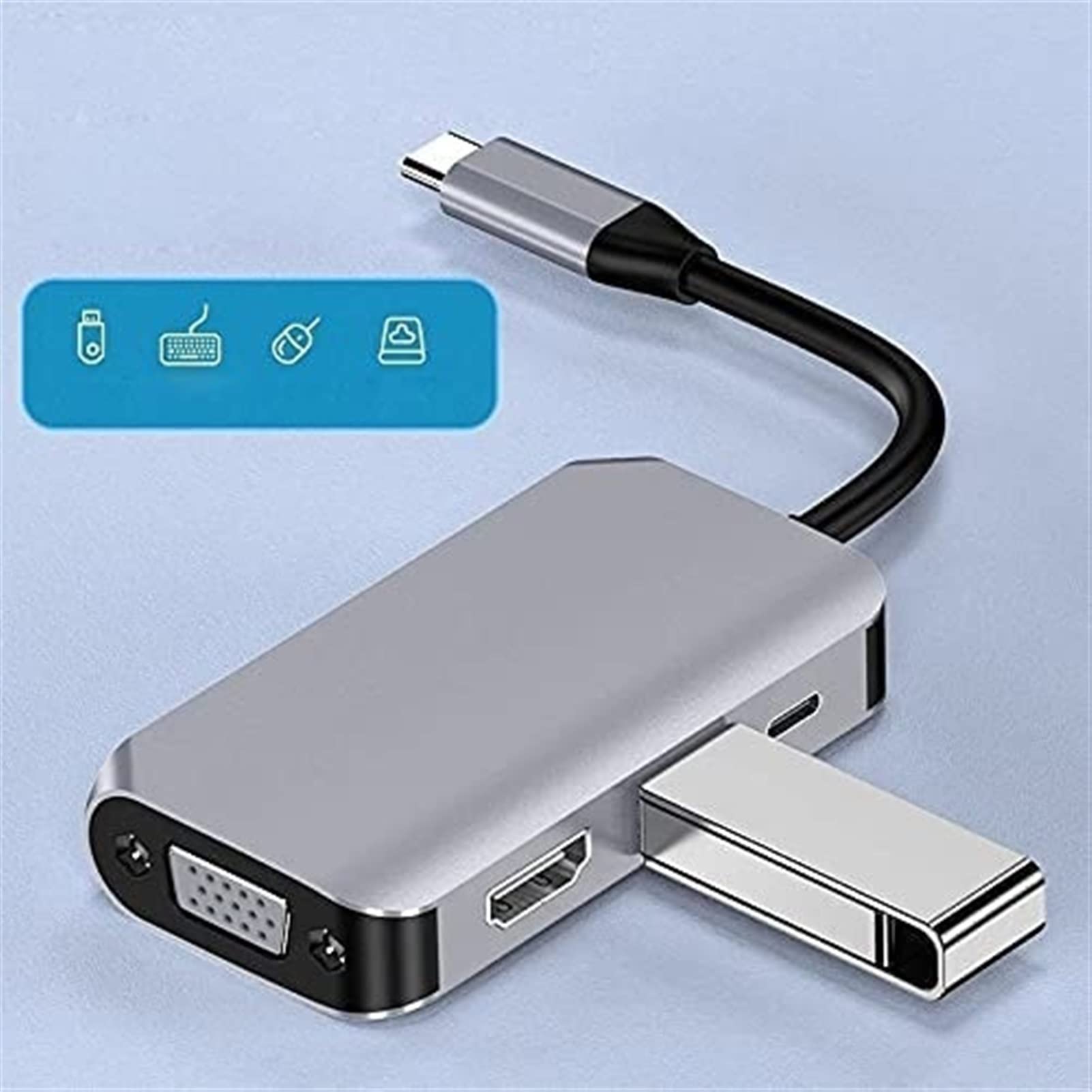 Sxdthy USB Hub, Ultra-Slim Data USB Hub，Type-C Docking Station Type C to HDMI-Compatible 4K to VGA USB Splitter Hub