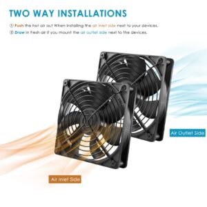 Qirssyn 2-Pack 120mm x 25mm 12 Volt DC Brushless Computer Cooling Fan 2-Pin