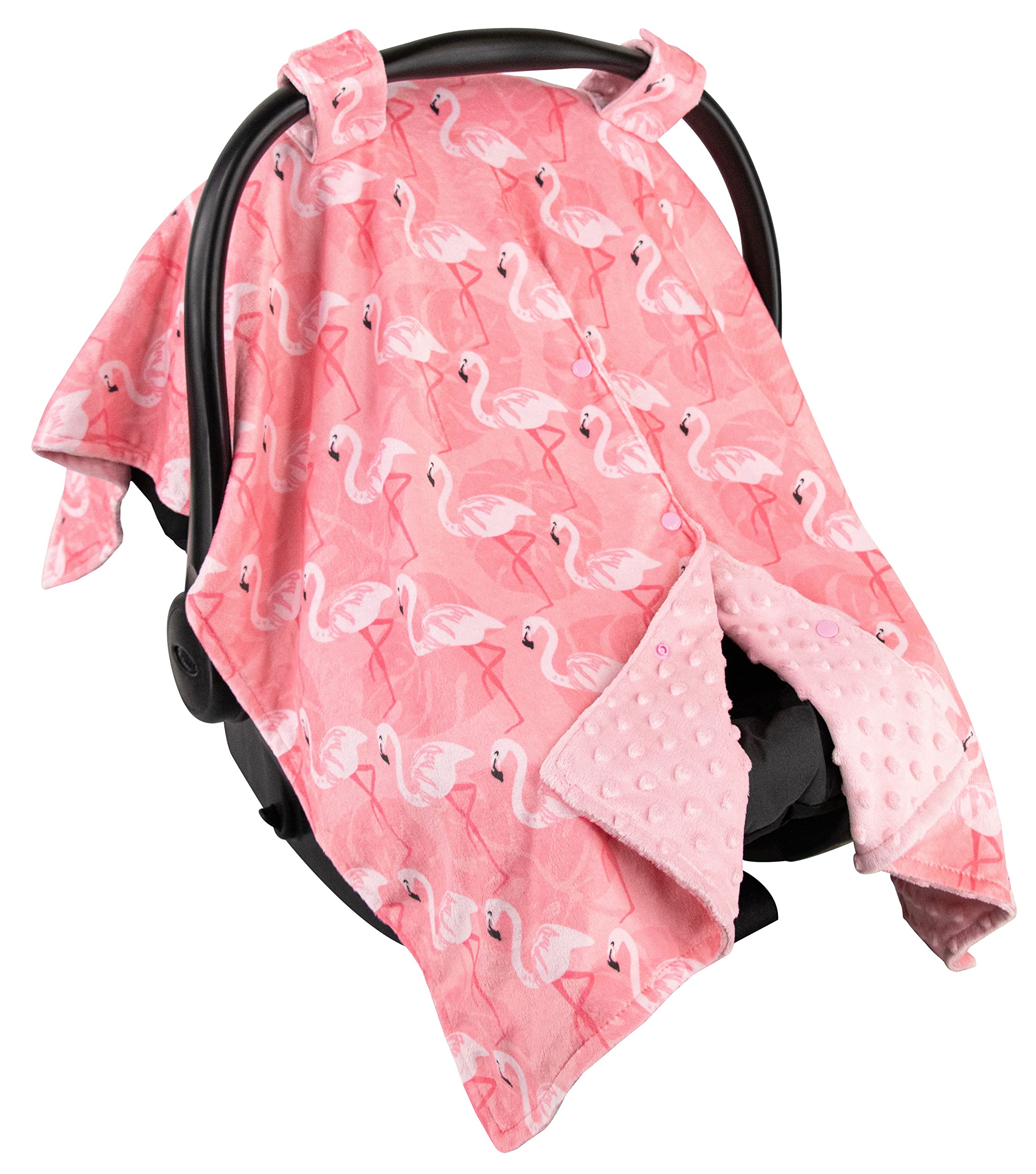 Top Tots Deluxe Minky Baby Car Seat Cover - Flamingo, 40 x 29 Inch Pink