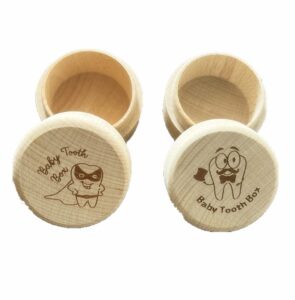 tbakpu (2pcs) tooth fairy box for boys and girls wooden baby teeth fairy holde,baby tooth box,tooth fairy box for kids keepsake baby tooth holder wooden saver organizer storage (style1)