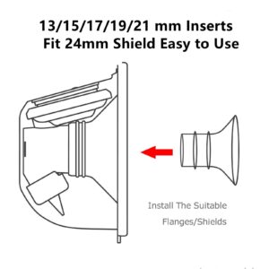 2PCS Flange Insert 17mm Compatible with Medela/Spectra/Willow/TSRETE/Momcozy S9/S12/S9Pro/S12Pro Breastpump 24mm Shields, Reduce 24mm Nipple Tunnel Down to Correct Size, Pump Parts Replace