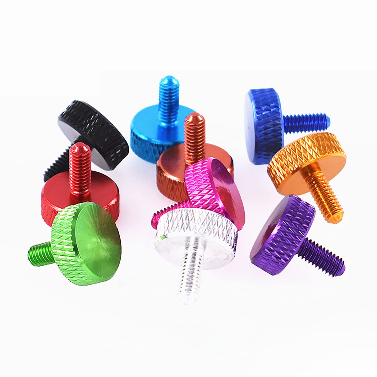 5pcs/lot M3 Knurled Colourful Aluminum Thumb Screws 5 6 8 10 12 16 20mm - 50mm Plain Head Hand Tighten Screws for Computer Case (Color : Purple, Size : 6mm)