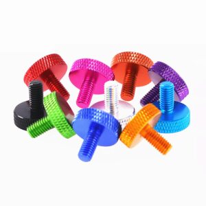 5pcs/lot m3 knurled colourful aluminum thumb screws 5 6 8 10 12 16 20mm - 50mm plain head hand tighten screws for computer case (color : purple, size : 6mm)