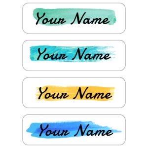 custom waterproof dishwasher safe kid name labels for daycare(128 pack), camp, school supply, baby bottles, lunch boxes and cups, travel. cute personalized design name stickers (pattern 17)