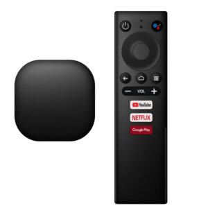 emotn streaming dongle with official android tv 10.0, including shows on netflix, hbo max, and disney plus, compatible with google assistant and chromecast