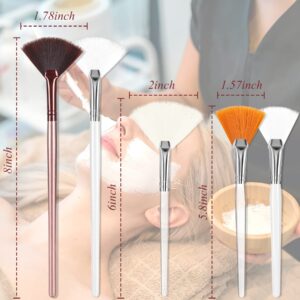 15PCS Facial Brushes Fan Mask Brushes, Soft Facial Applicator Brushes Tools Mask Acid Applicator Brush for Peel Glycolic Mask Makeup（5 Styles)