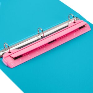 worklion 3 ring hole puncher for binders,pink,with 10" ruler, plus paper-chip tray design,paper line up guide,5 sheets capacity…