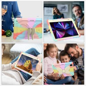 HOGENL for iPad Pro 11 inch Case for Kids Girl with Pencil Holder,for iPad Air 5th/4th Generation Case 10.9" with Butterfly Stand Shoulder Strap Protective Cover for pro 11 4th/3rd/2nd/1st, Colourful