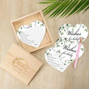 50 Pieces Botanical Baby Shower Wish Cards 1 Pack Baby Shower Keepsake Box Wooden Newborn Baby Box Organizer Best Wishes Baby Prediction Cards Baby Wish Cards for Baby Cards for Baby Shower Favors