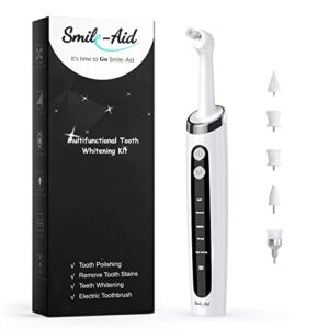 tooth polisher, smile-aid multifunctional replacement head teeth whitening kit, better whitening effect than electric toothbrush, usb charging, waterproof