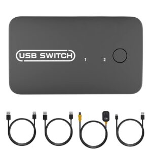 eppfun USB 2.0 Switch Selector for 2 Computers & Sharing 4 USB Devices with Remote Button Switch, KVM Switch Hub Adapter for Mouse, Keyboard, Scanner, Printer