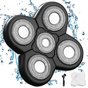 vrmeta men's electric shaver replacement heads 5d sharp stainless steel head shaver replacement heads floating shaver blades for electric rotary shaver (5 heads (black)