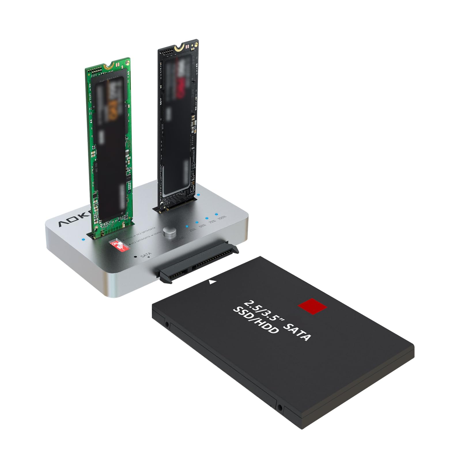 AOKO M.2 Duplicator NVMe to SATA Docking Staion for M.2 PCIe NVMe/M.2 SATA and 2.5" /3.5" SATA SSD/HDD with Offline Cloning( NVMe to NVMe Clone Not Supported)