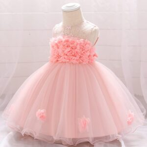 Flower Baby Girl Lace Dress Toddler Tulle Sleeveless Bow Princess Party Wedding Pageant 18M 2T Lace Dress Pink 70