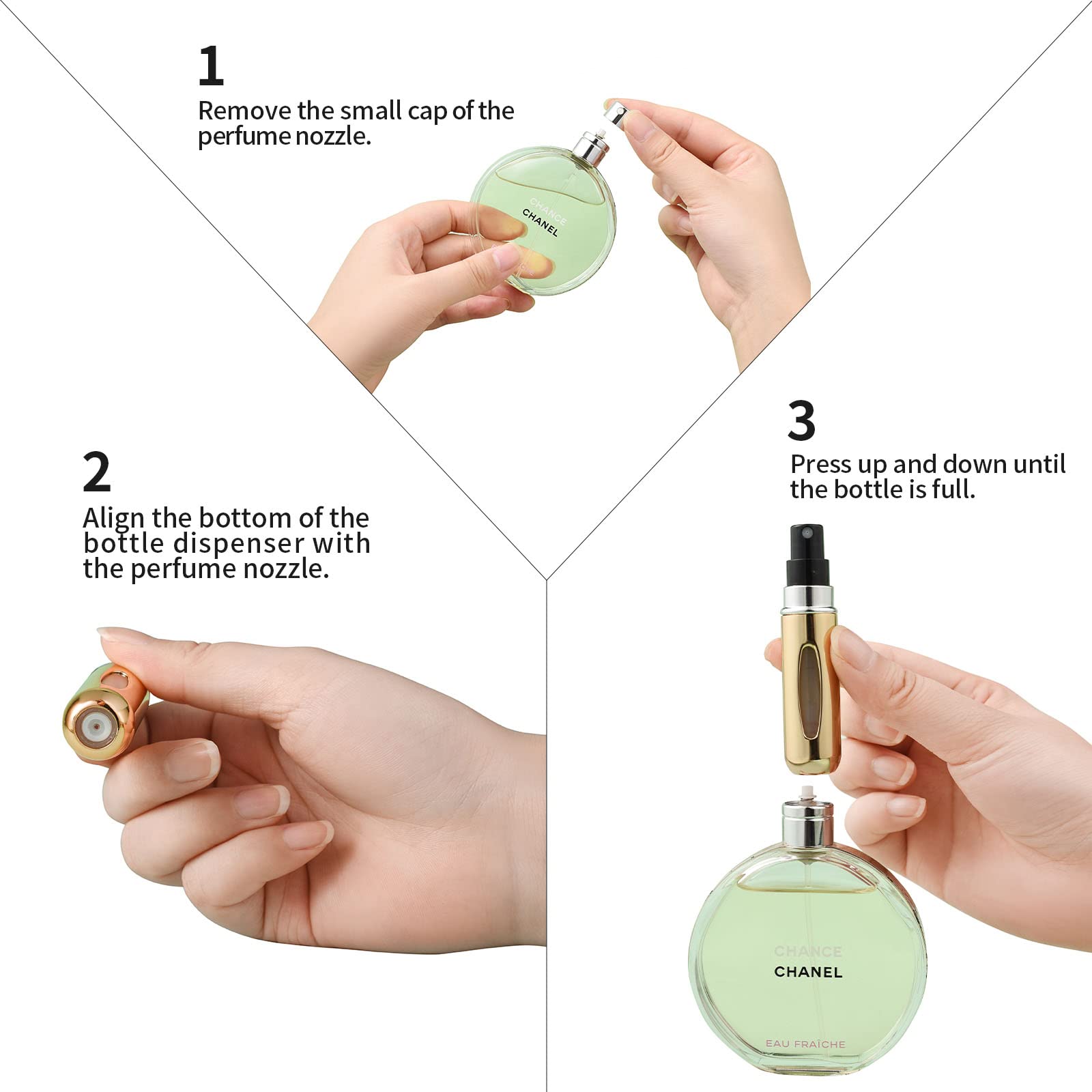 DEPOZA Perfume Travel Refillable Mini Perfume Travel Bottles Portable Spray Atomizer Accessories 5 sets of 5ml/0.2oz