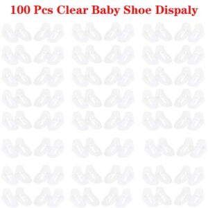 100Pcs Clear Plastic Baby Feet Display, Baby Booties Crochet Shoes Socks Showcase, Toddler Shoes Supports Shoe Forms Stand Holder for Store and Home Use, 50Pair, 8, 9, 10, 11, 12CM