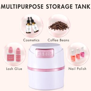 Embagol Eyelash Glue Storage Container Eyelash Storage Container Tank Eyelash Extensions Adhesive Jar Stand Makeup Case Cosmetic Storage Tank for Women Pink…