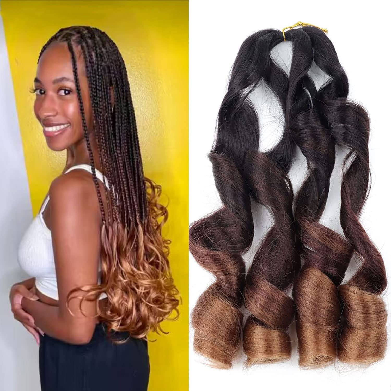 LMZIM French Curl braiding hair 22 inch Bouncy Braiding Hair 9 Pack French Curles Synthetic Hair Extensions French Curly Braiding Hair Wavy ends Pre Streched Curly Braiding Hair