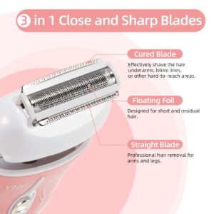 YHC Electric Razors for Women - Cordless Lady Shaver for Leg, Underarm, Bikini Hair Removal - USB Rechargeable.