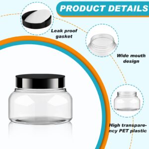 Tessco 24 Pack Plastic Jars with Lids Labels Plastic Containers Round Refillable Cosmetic Containers Empty Body Butter Jars Sugar Scrub Containers for Cosmetics (Clear,8 oz)