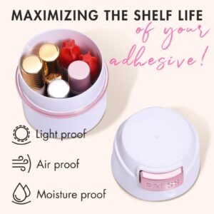 Embagol Eyelash Glue Storage Container Eyelash Storage Container Tank Eyelash Extensions Adhesive Jar Stand Makeup Case Cosmetic Storage Tank for Women Pink…