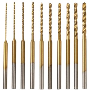 kewayo 10-piece micro twist drill bit set - 0.6mm to 2.2mm tiny drill bits - 2.35mm shank - high-speed steel mini engraving drill bits - ideal for diy amber, beads, and beeswax drilling