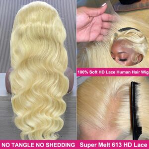 MSTOXIC 613 Lace Front Wig Human Hair 13x4 Blonde Lace Front Wigs Human Hair Wigs For Women 10a Brazilian Body Wave 613 HD Lace Frontal Wig 180% Density Pre Plucked With Baby Hair (20 Inch)