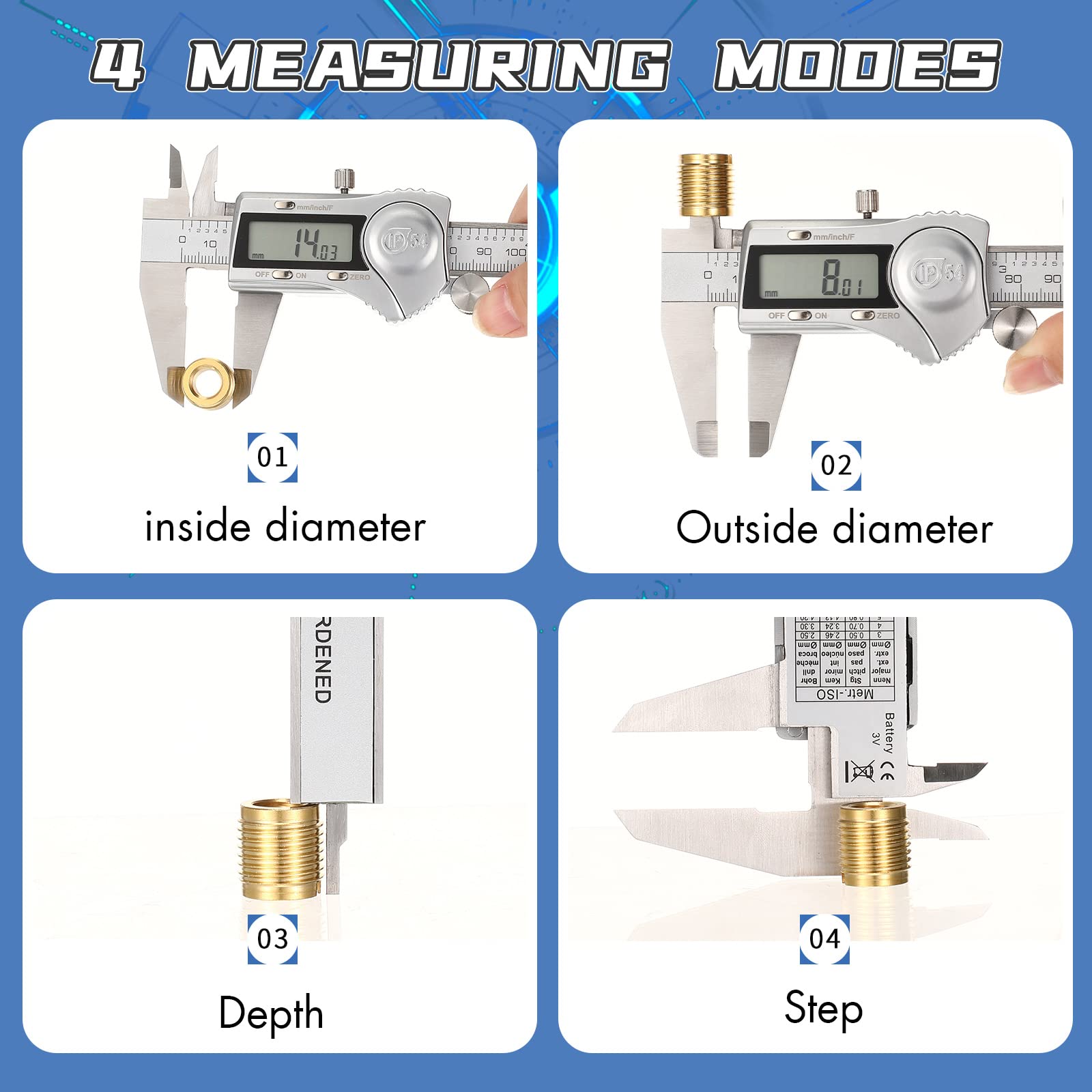 Simhevn Electronic Digital Calipers, inch and Millimeter Conversion,LCD Screen displays 0-6" Caliper Measuring Tool, Automatic Shutdown, Suitable for DIY/Jewelry Measurement (150mm inch/mm/Fraction)