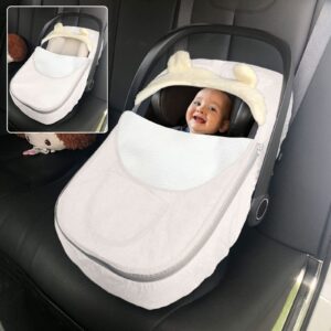 Baby Car Seat Cover,Winter Car Seat Cover for Babies Car Seat or Stroller,2 in 1Universal Infant Car Seat Cover for Boys & Girls-Keeps Baby Warm and Cozy,Zipped Baby Carseat Cover Fit for All Season