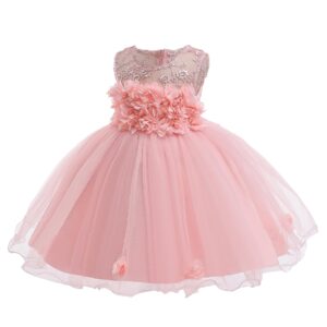 flower baby girl lace dress toddler tulle sleeveless bow princess party wedding pageant 18m 2t lace dress pink 70