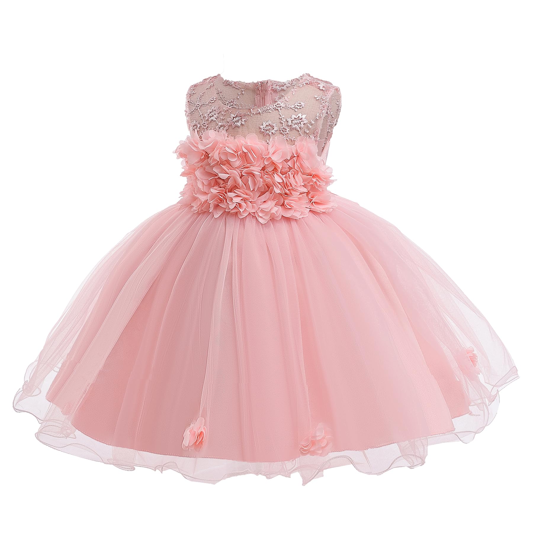 Flower Baby Girl Lace Dress Toddler Tulle Sleeveless Bow Princess Party Wedding Pageant 18M 2T Lace Dress Pink 70