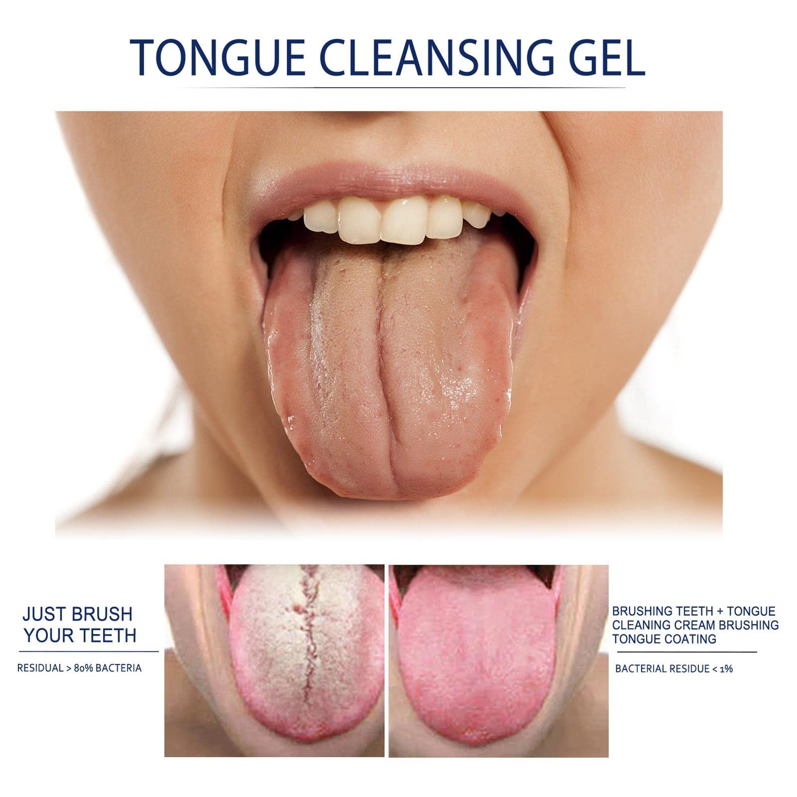 Tongue Cleaner + Medicated Tongue Gel Set - Cleaning with A Brush - Oral Care Removes Bad Breath Fresh Breath Tongue Coating Cleaning Bad Breath Treatments for Adults