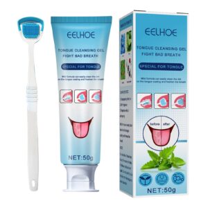 tongue cleaner + medicated tongue gel set - cleaning with a brush - oral care removes bad breath fresh breath tongue coating cleaning bad breath treatments for adults