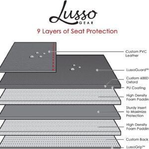 Lusso Gear 2 Pack of Car Seat Protectors (Black w/Red) + Baby Backseat Mirror for Car (Black), Waterproof, Protects Fabric or Leather Seats, Premium Oxford Fabric, Travel Essentials