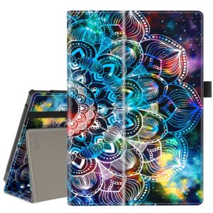 vori case for all-new amazon fire 7 tablet (only fit 12th generation, 2022 release), slim vegan leather folio stand smart cover with hand strap and auto wake/sleep for kindle fire 7”, mandala galaxy