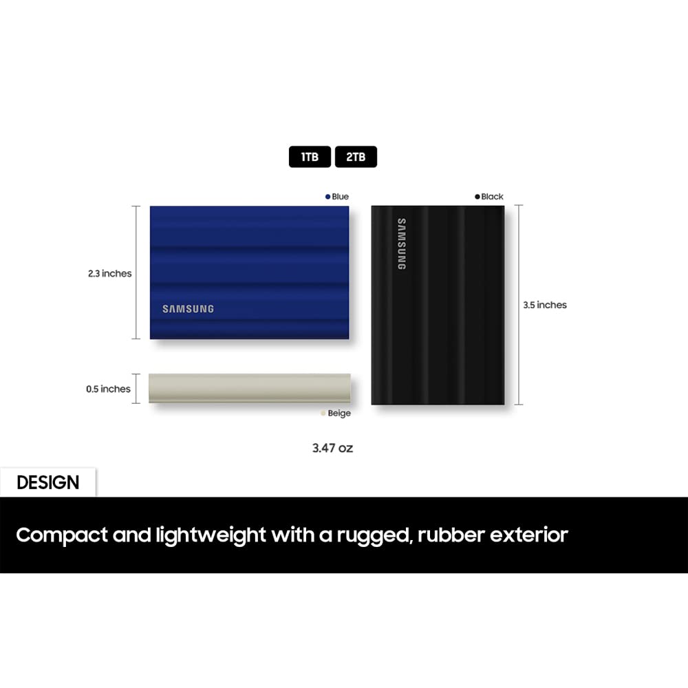 SAMSUNG MU-PE2T0K/AM T7 Shield Portable Solid State Drive 2TB 2022 Beige Bundle with 1 YR CPS Enhanced Protection Pack