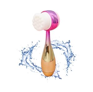 facial cleansing brush 2 in 1double-sided facial cleaning brush with soft bristles for deep pore exfoliation, wash makeup, massaging (gold)