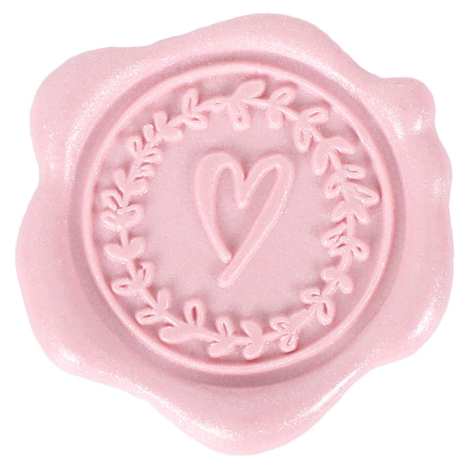 Whaline 50Pcs Embossed Wax Seal Stickers Pearl Pink Heart Envelope Seal Decals Self-Adhesive Stamp Sticker for Valentine's Day Wedding Invitations Greeting Cards Birthday Party Gift Supplies DIY Craft