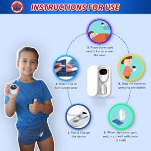 CAPTAIN DRY Wireless Bedwetting Alarm for Kids Includes Armband Rechargeable for Deep Sleepers Boys and Girls Move Turn Around During Sleep Kids Older Children Loud Sound Clinically Proven System