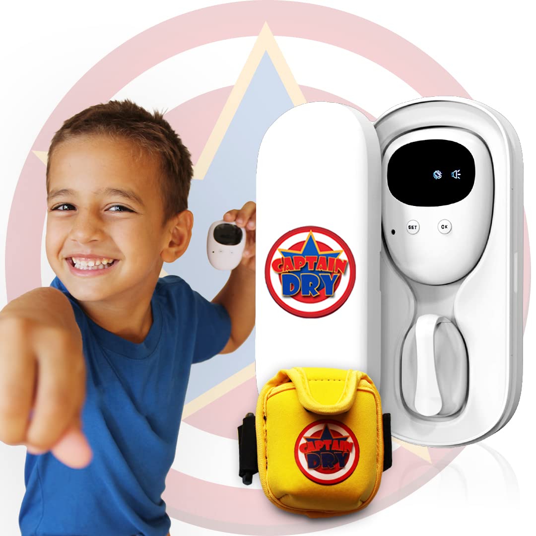 CAPTAIN DRY Wireless Bedwetting Alarm for Kids Includes Armband Rechargeable for Deep Sleepers Boys and Girls Move Turn Around During Sleep Kids Older Children Loud Sound Clinically Proven System