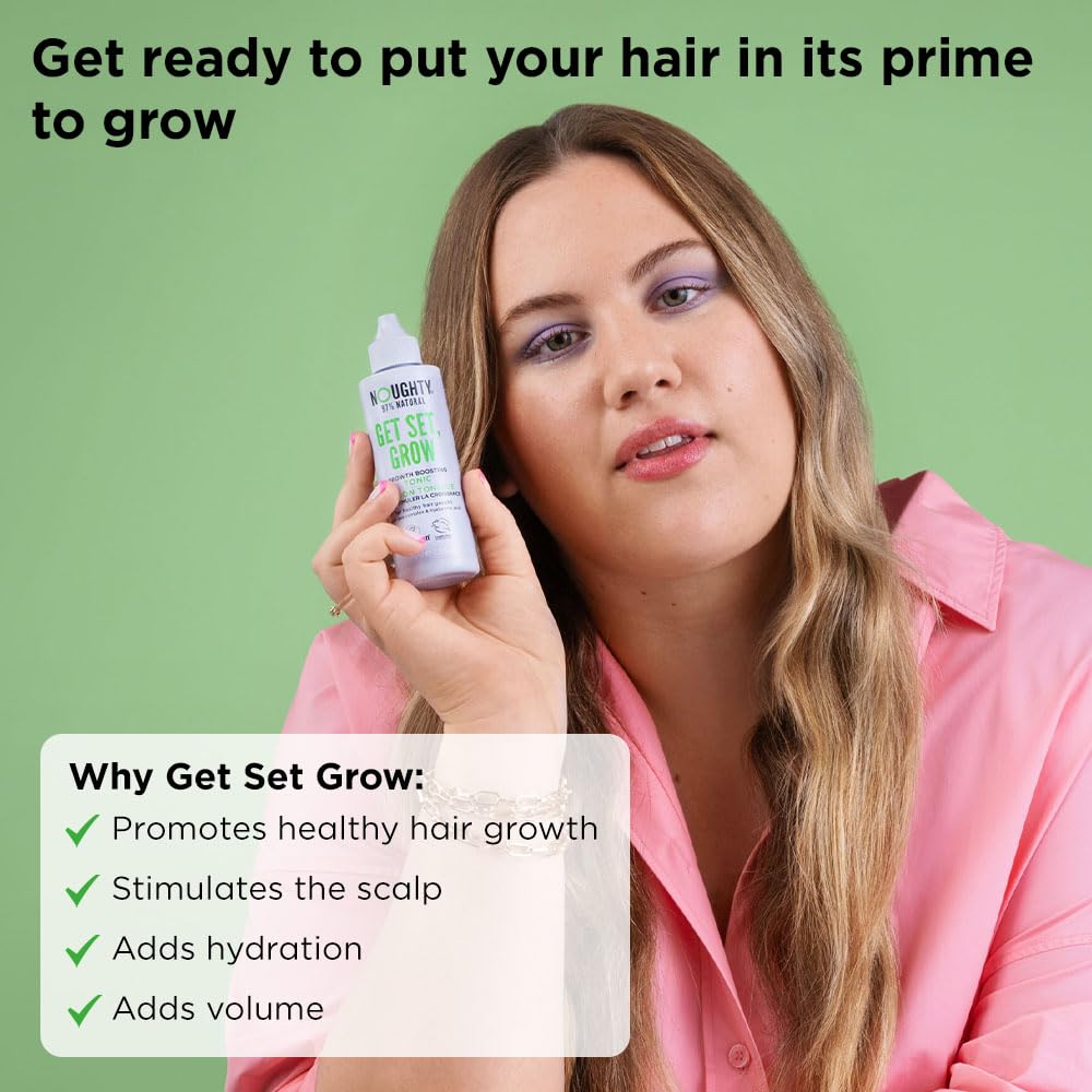 Noughty 97% Natural Get Set Grow Tonic, Leave in Treatment for Thicker and Fuller Looking Hair, 97% Natural, with Pea Complex and Hyaluronic Acid 75ml