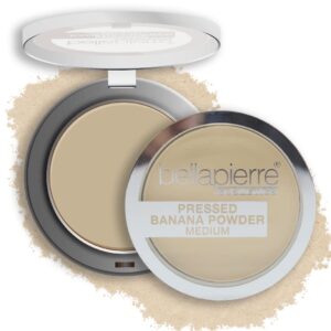 bellapierre pressed banana setting powder | lightweight color corrector | eliminates dark under eye circles & redness | talc-free powder | compact matte banana powder - medium - 0.28 oz