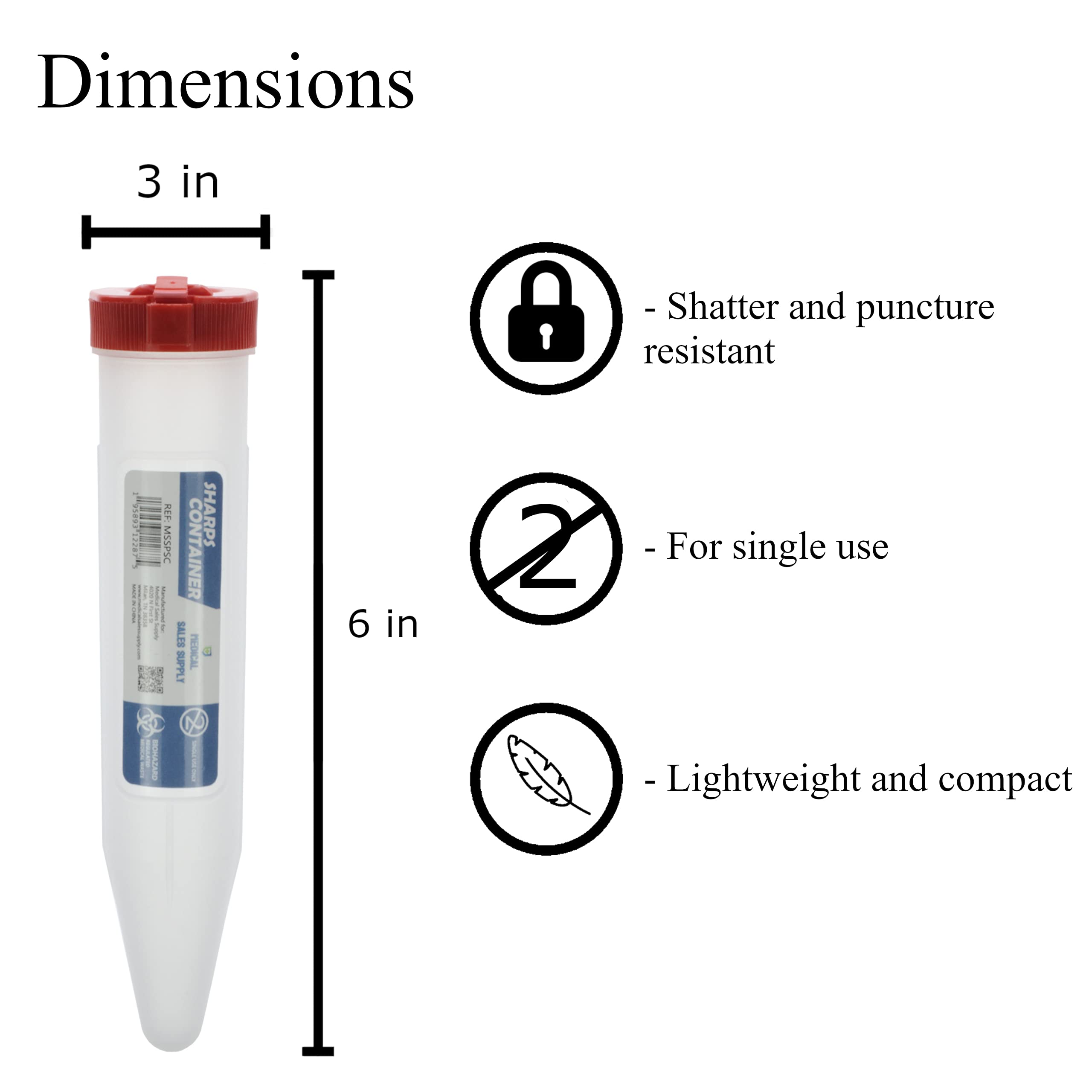 Portable First Aid Transportable Sharps Container with Locking Mechanism by Medical Sales Supply (Pack of 2)